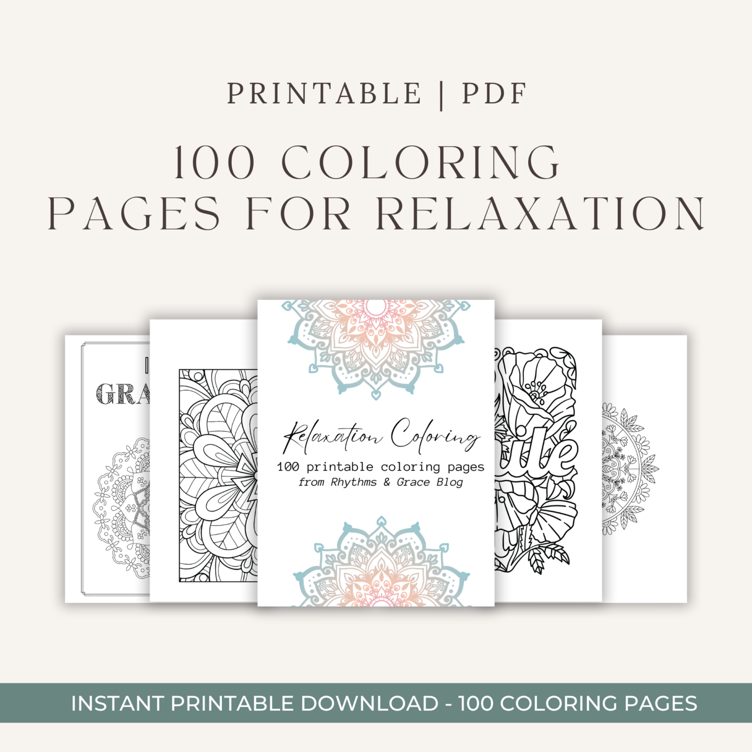 Printable Adult Coloring Pages for Relaxing [PDF] - Rhythms + Grace